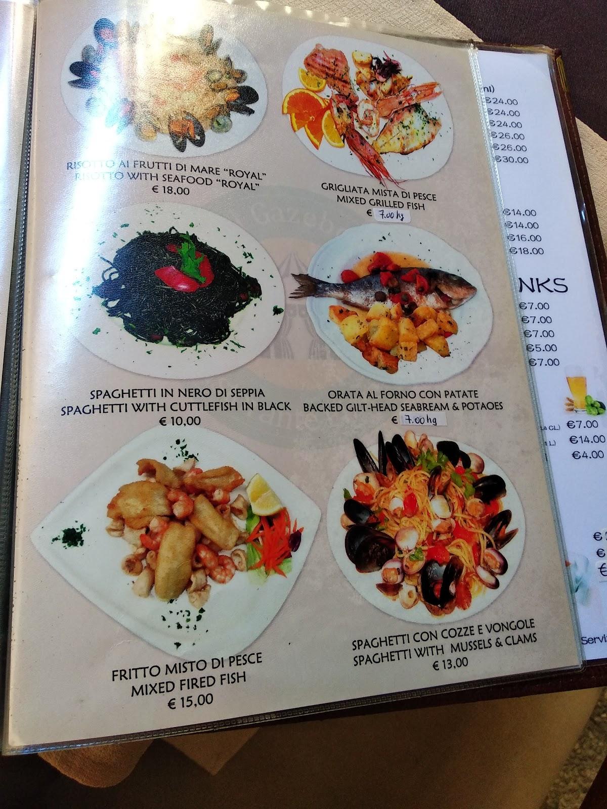 Menu da Ristorante al Gazebo, Venezia, Rio Terà San Leonardo