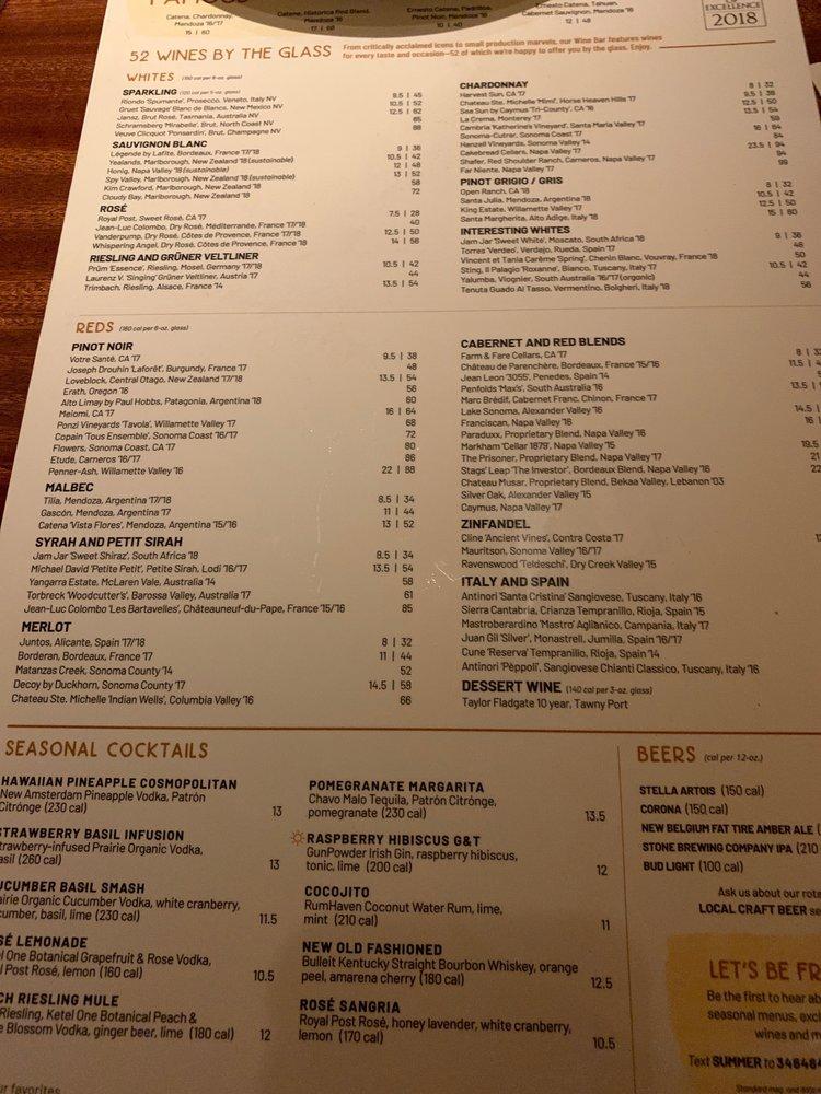 Menu at Seasons 52 pub & bar, Bridgewater