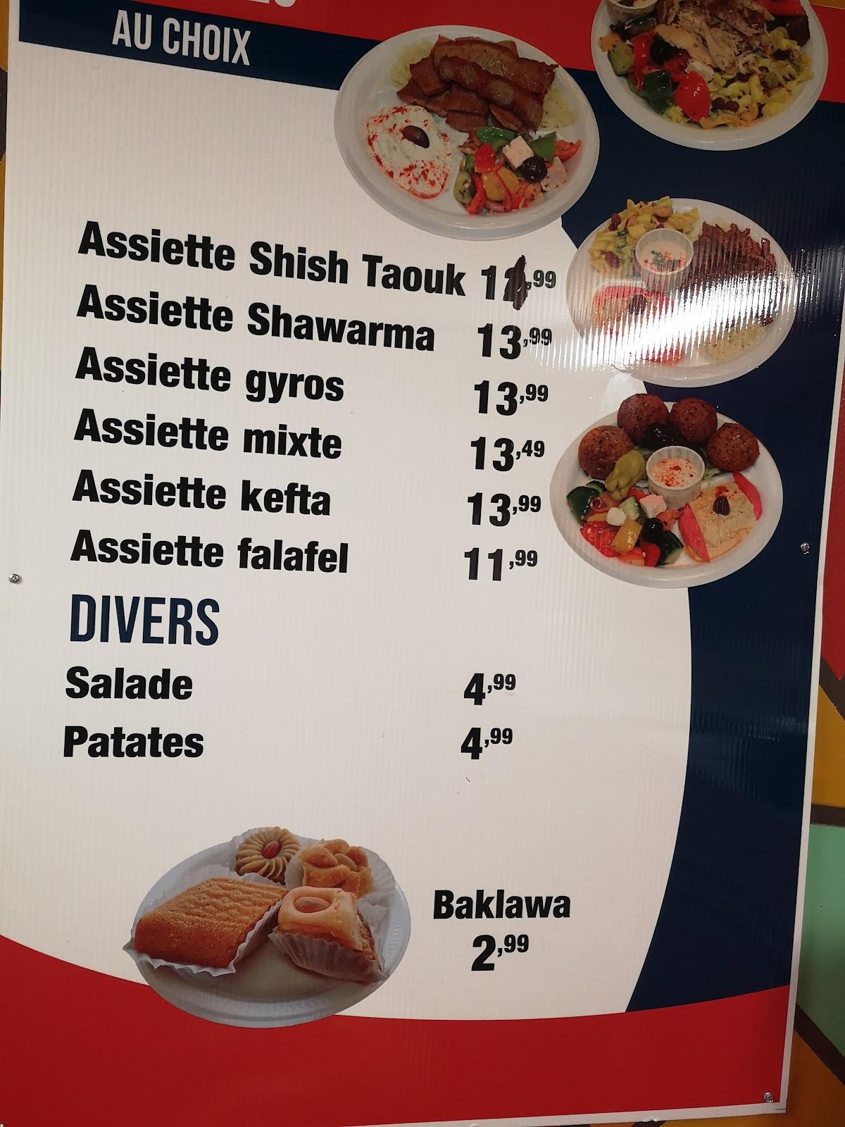 Menu au Shish Taouk Shawarma Express restaurant, Québec