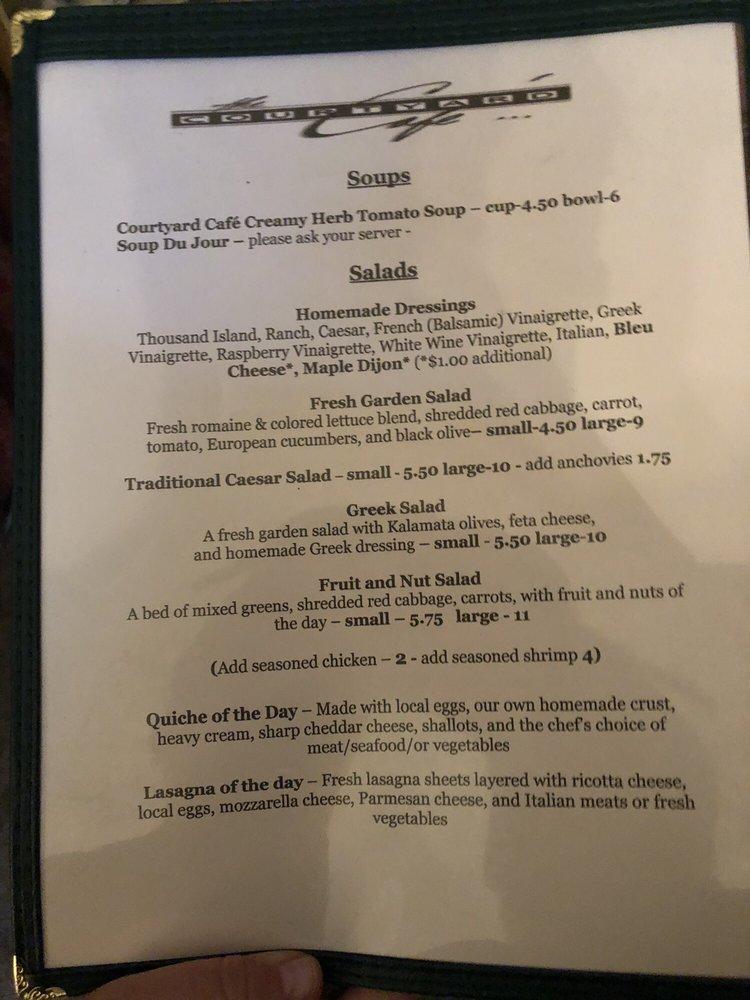Menu at The Courtyard Café cafe, Houlton