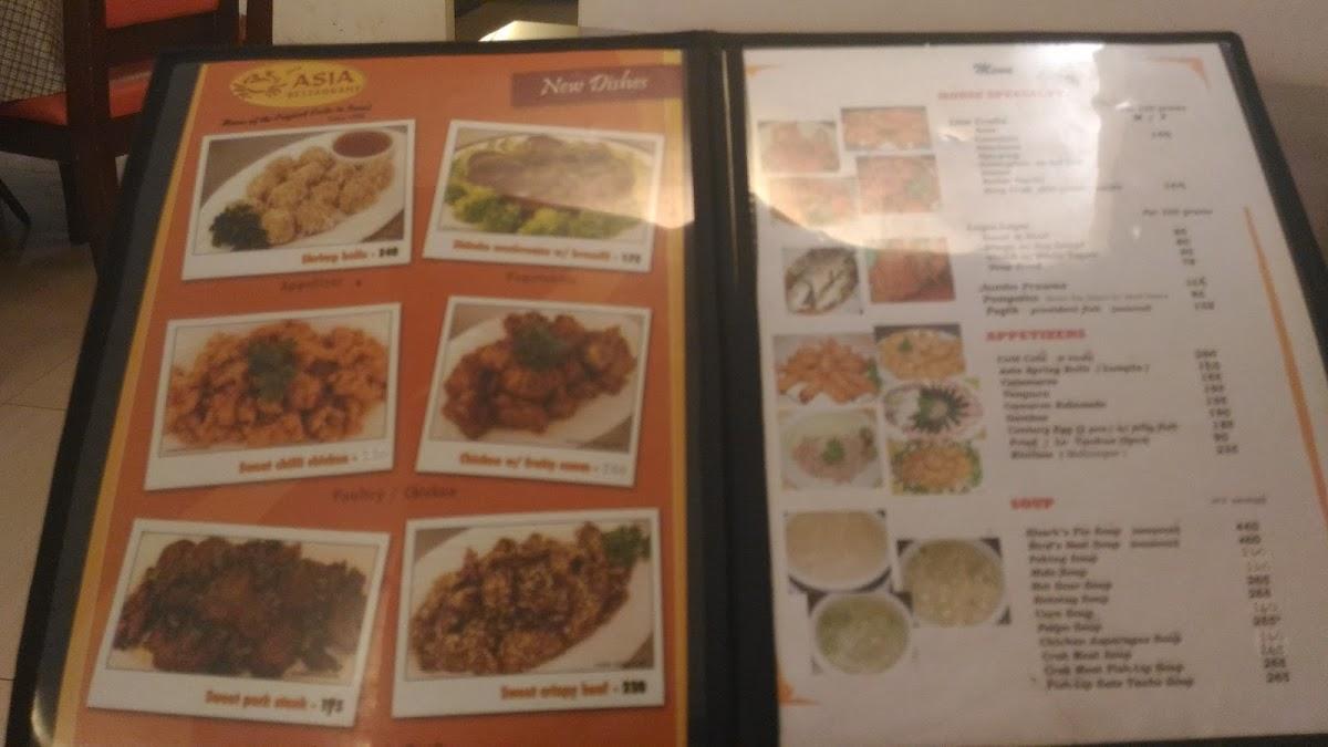 Menu at New Asia Restaurant, Davao City, 3JF7+R8W