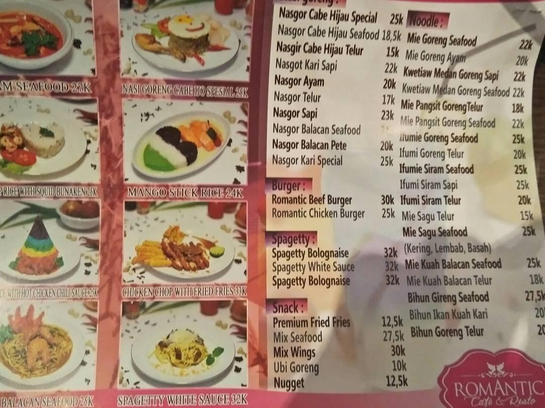 Menu at Romantic cafe dan resto, Indonesia