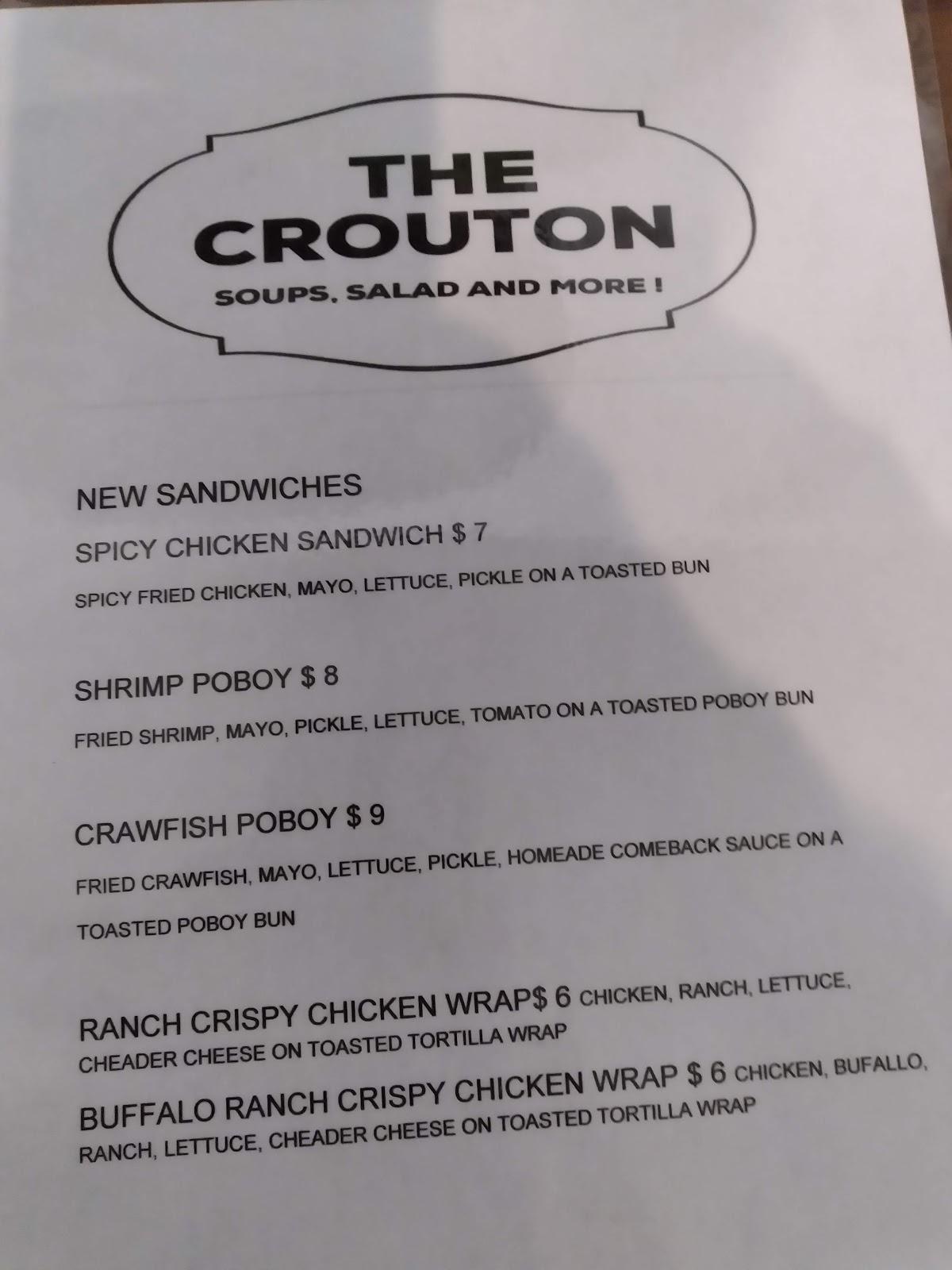 Menu at The Crouton restaurant, Brookhaven