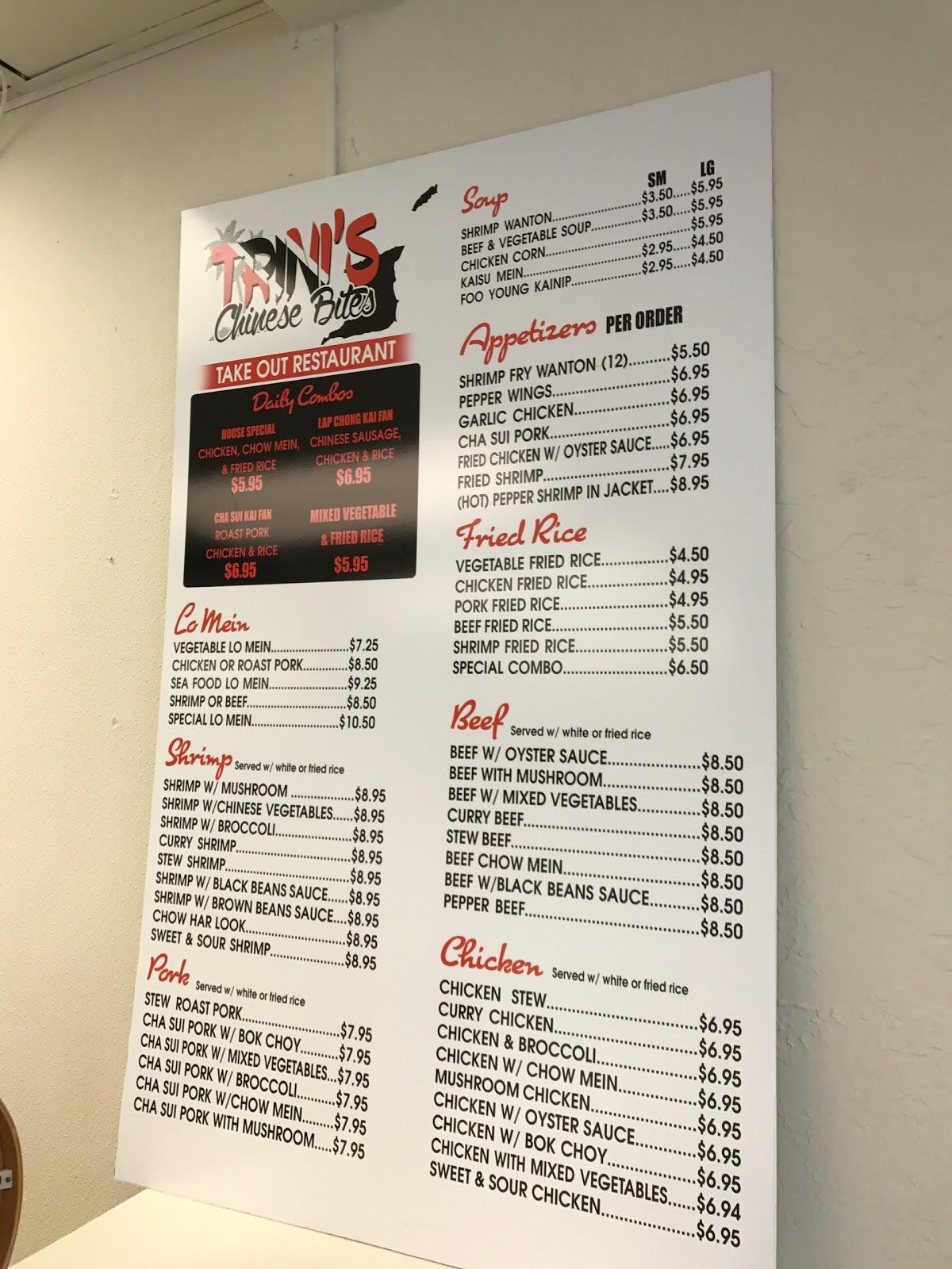 Menu at Trini's Chinese Bites restaurant, Lauderdale Lakes