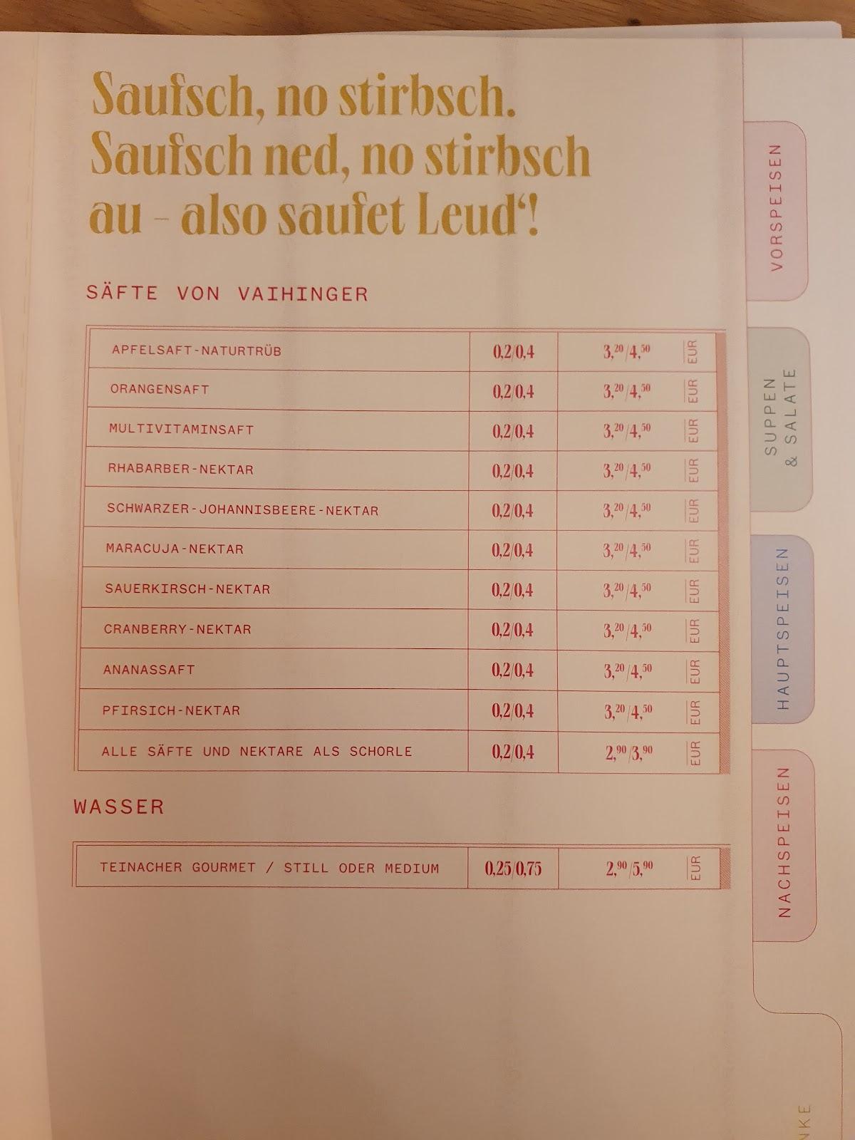 Speisekarte von Stuttgarter Ratskeller restaurant, Stuttgart