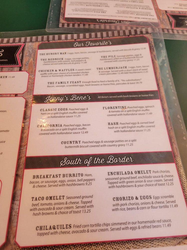 Menu at Jenny’s Country Cookin restaurant, Hesperia