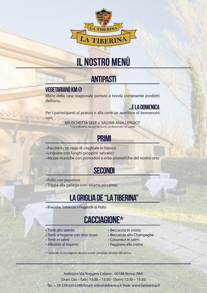 Menu da La Tiberina ristorante, Roma