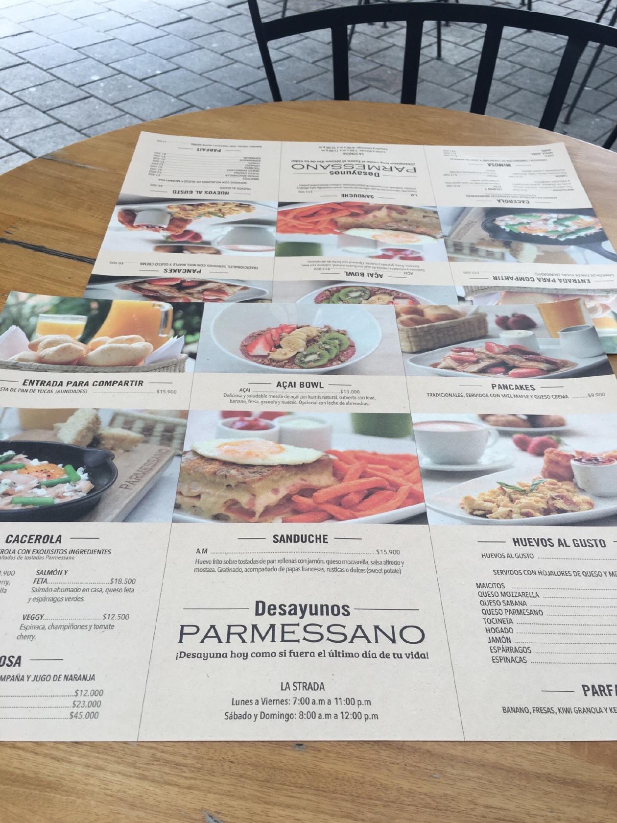 Carta del restaurante Parmessano, Medellín, Cra. 43A #1212