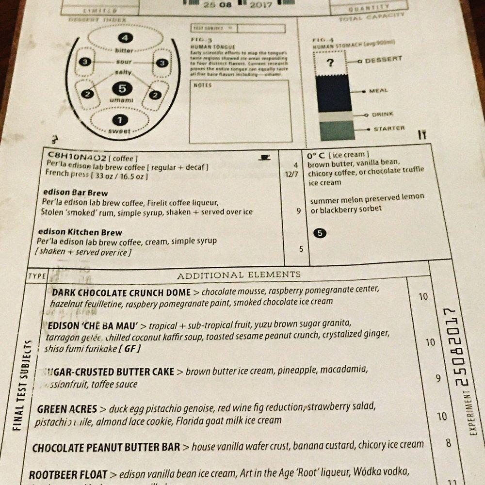 Menu at Edison: Food+Drink Lab pub & bar, Tampa