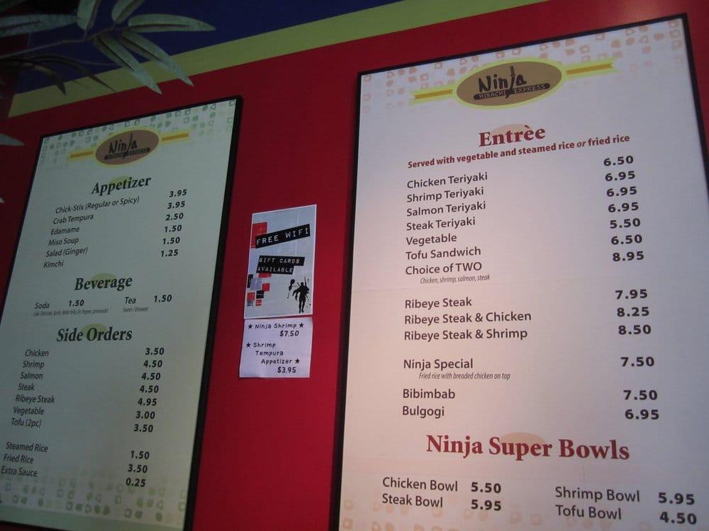 Menu at Ninja & Grill restaurant, Goldsboro, 601 N Berkeley Blvd