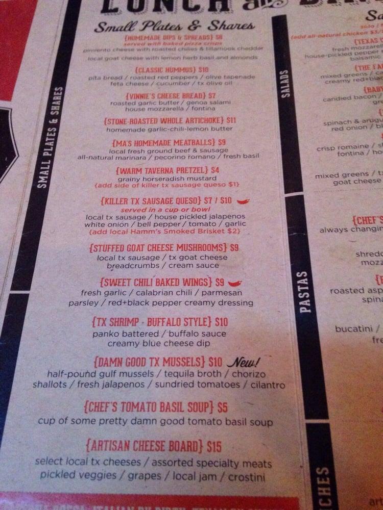 Menu at Taverna Rossa pub & bar, Plano