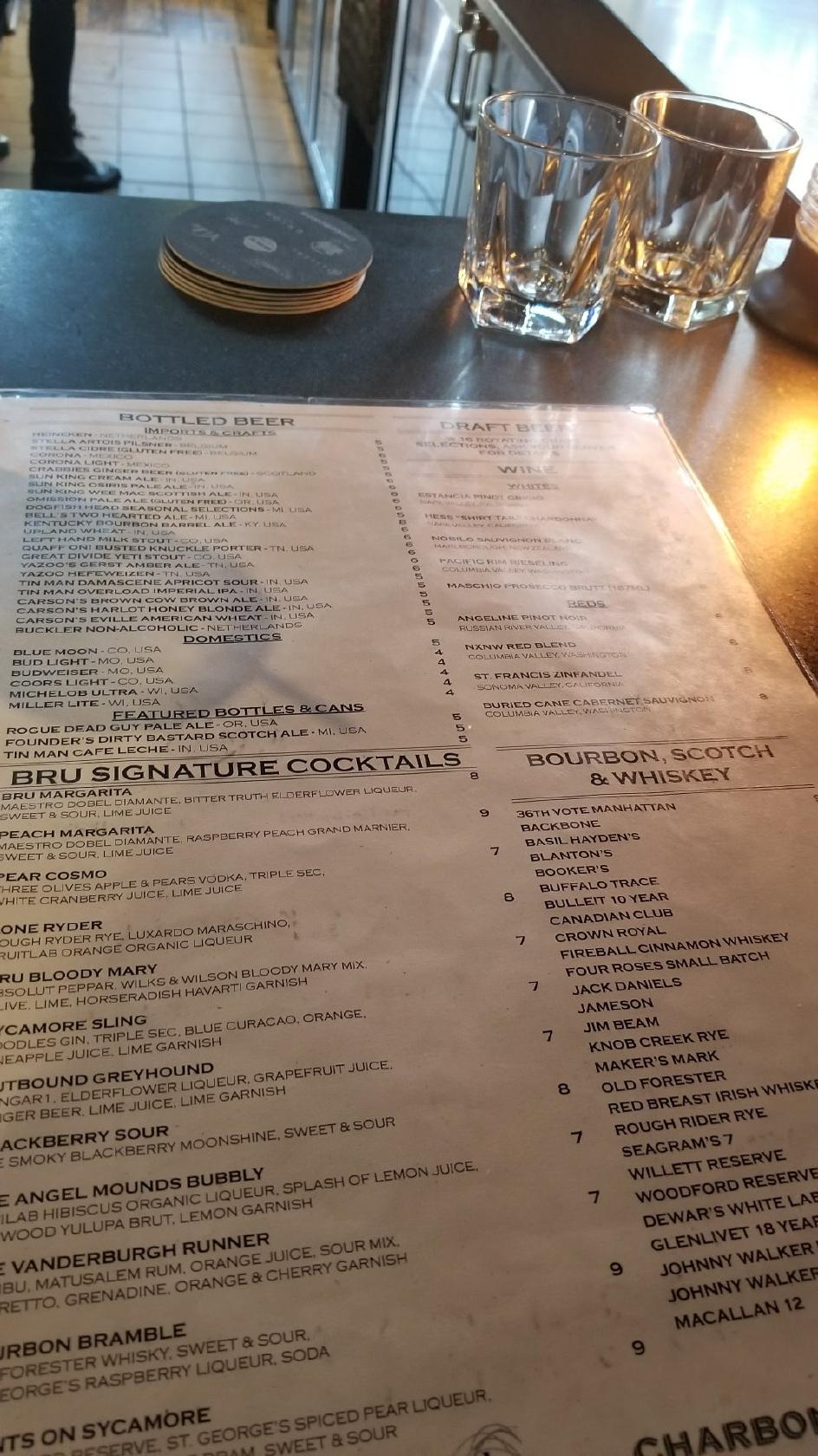 Menu at BRU Burger Bar - Evansville, Evansville