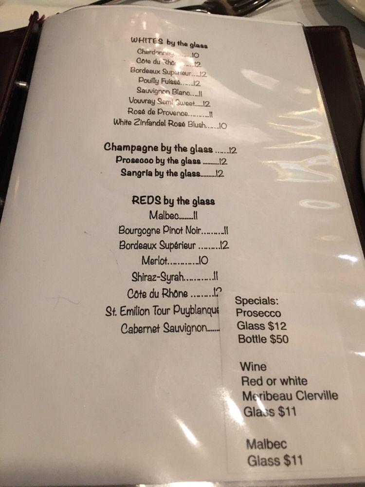Menu at Le Rivage restaurant, West New York