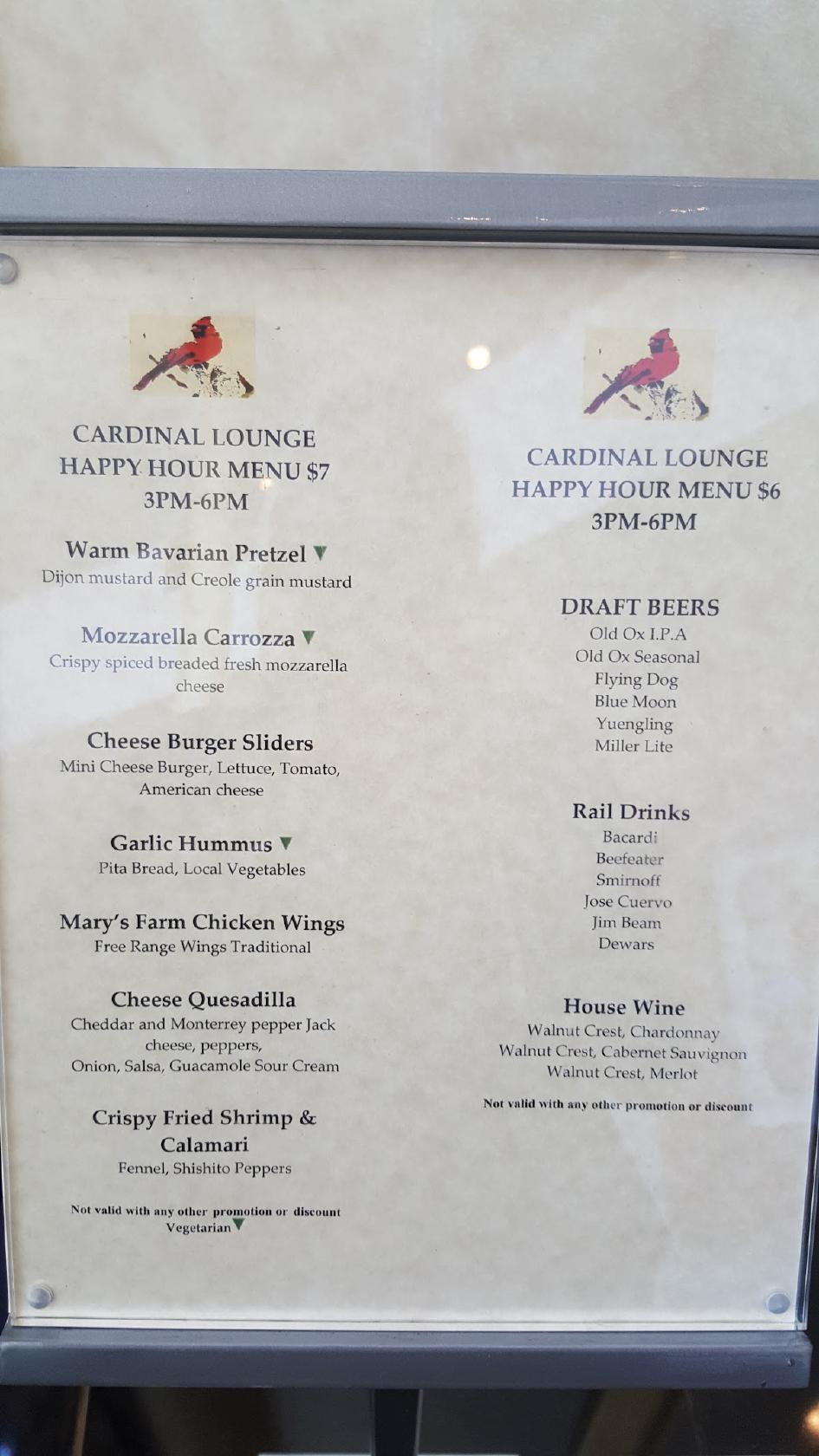 Menu at Old Ox Grille & Cardinal Bar, Herndon
