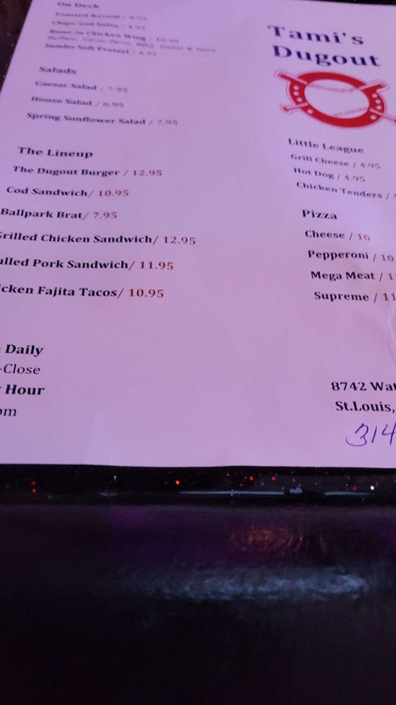 Menu at Tami’s Dugout pub & bar, Marlborough