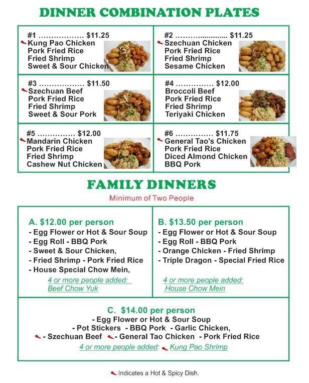 Menu at Yan Yan Chinese Cuisine restaurant, Salem