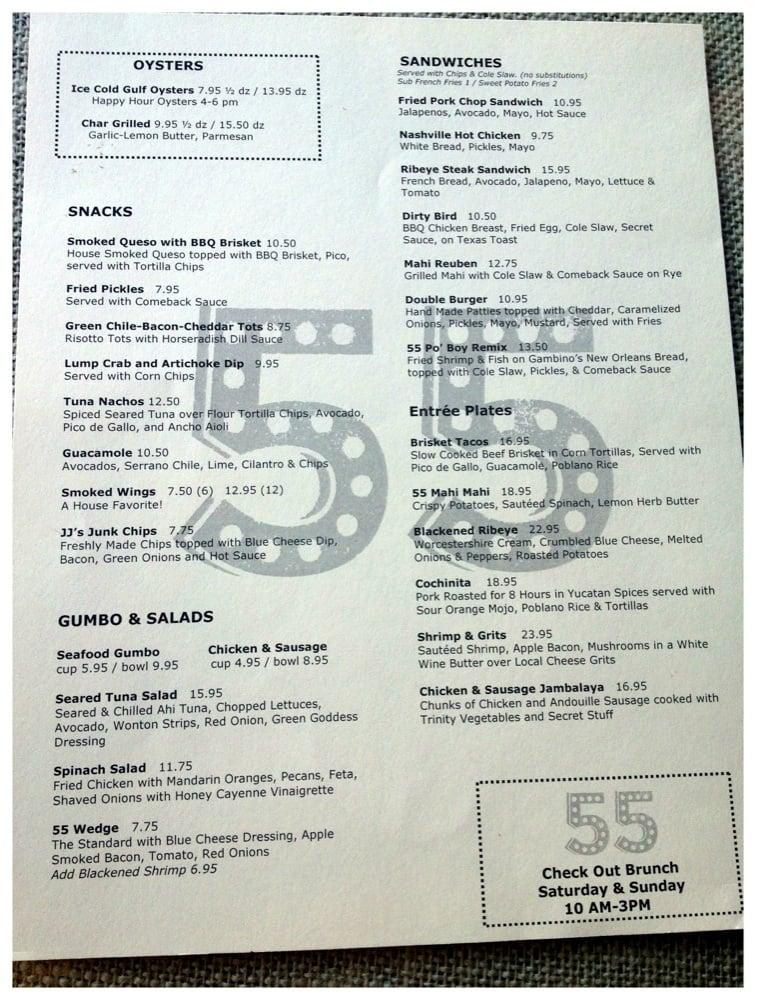 Menu at 55 South pub & bar, Franklin, 403 Main St