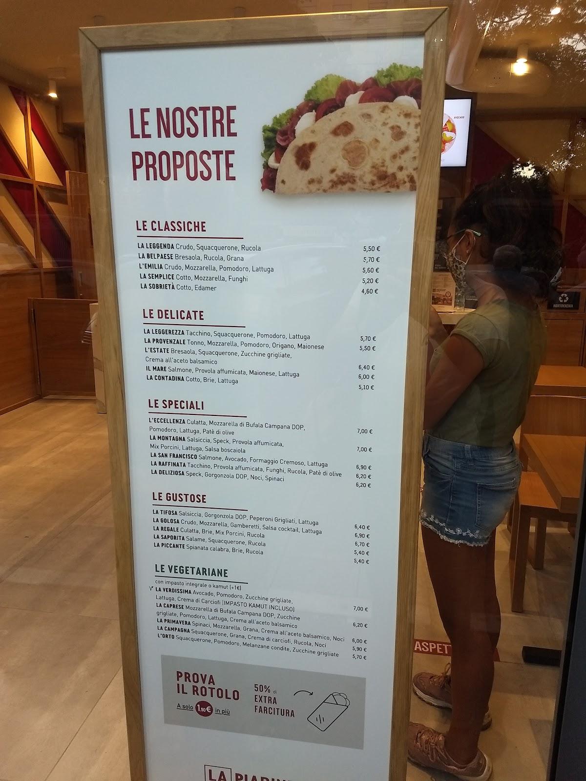 Menu da La Piadineria ristorante, Roma, Piazza Enrico Fermi