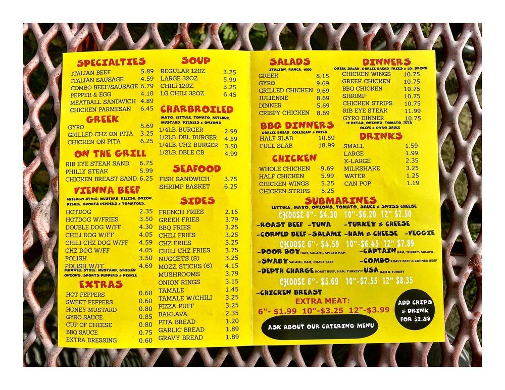 Menu at Poor Boy 2 fast food, Wheaton
