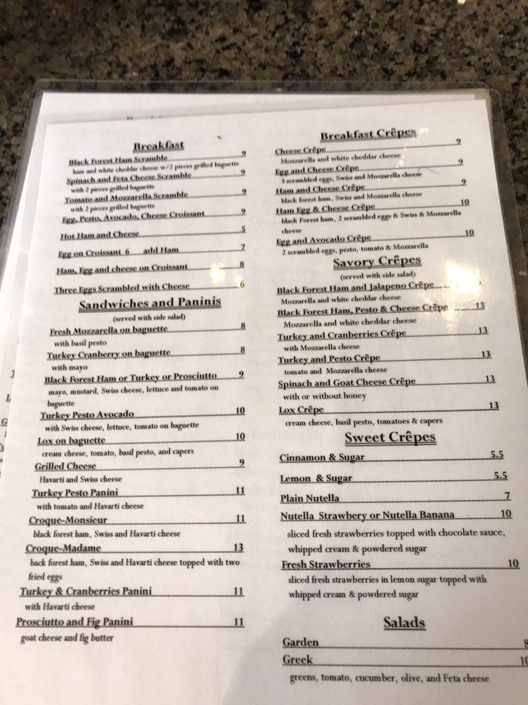 Menu at French Bakery, Kirkland