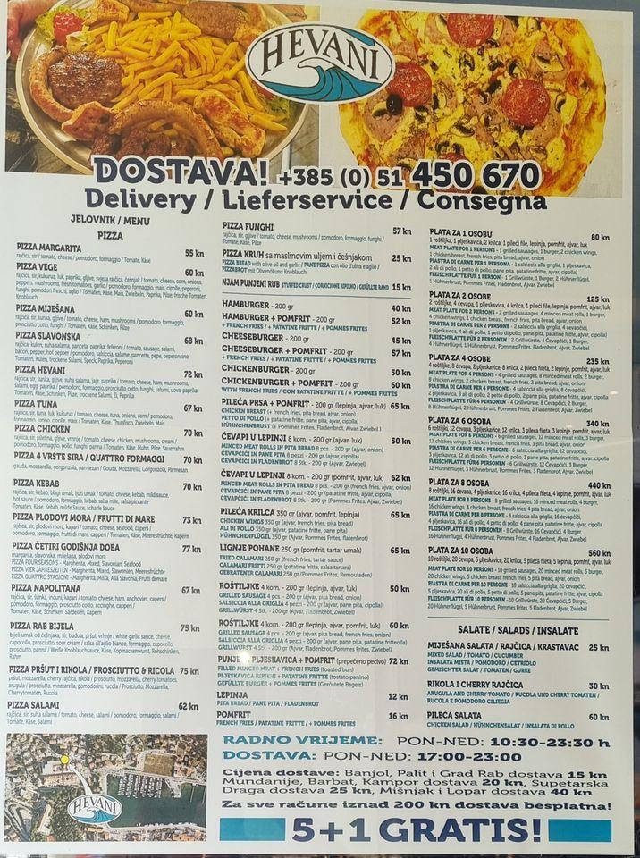 Menu at Fast Food Hevani, Palit