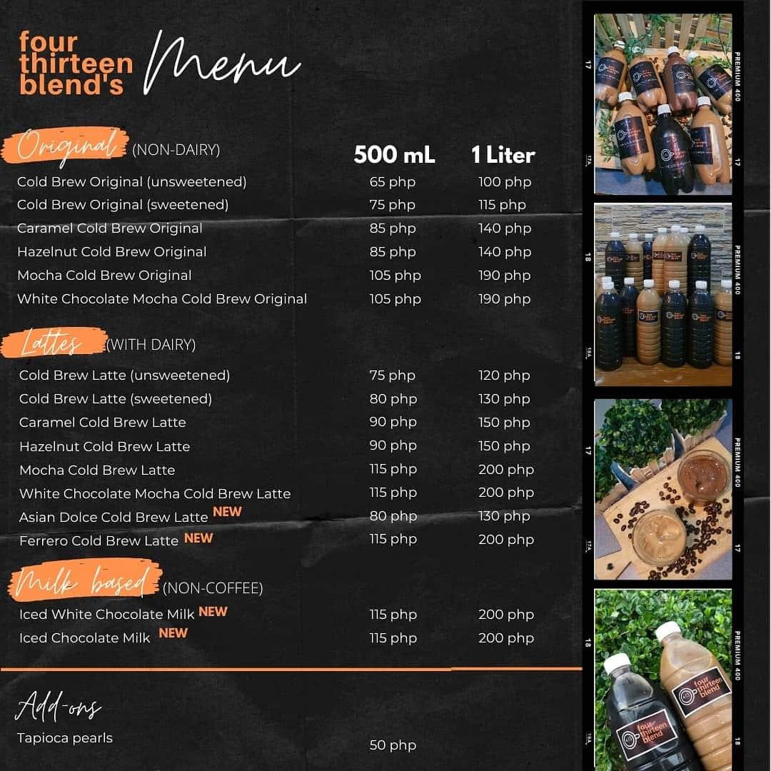 Menu at Four Thirteen Blend, Antipolo