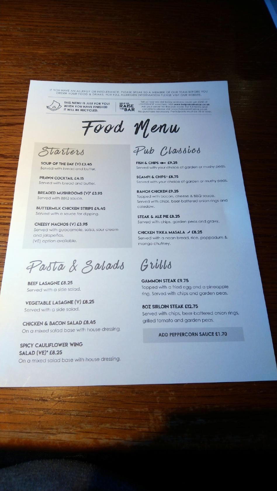 Menu at Park House pub & bar, Kettering