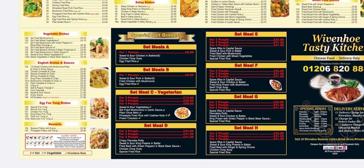 Menu at Tasty Kitchen Wivenhoe fast food, Wivenhoe
