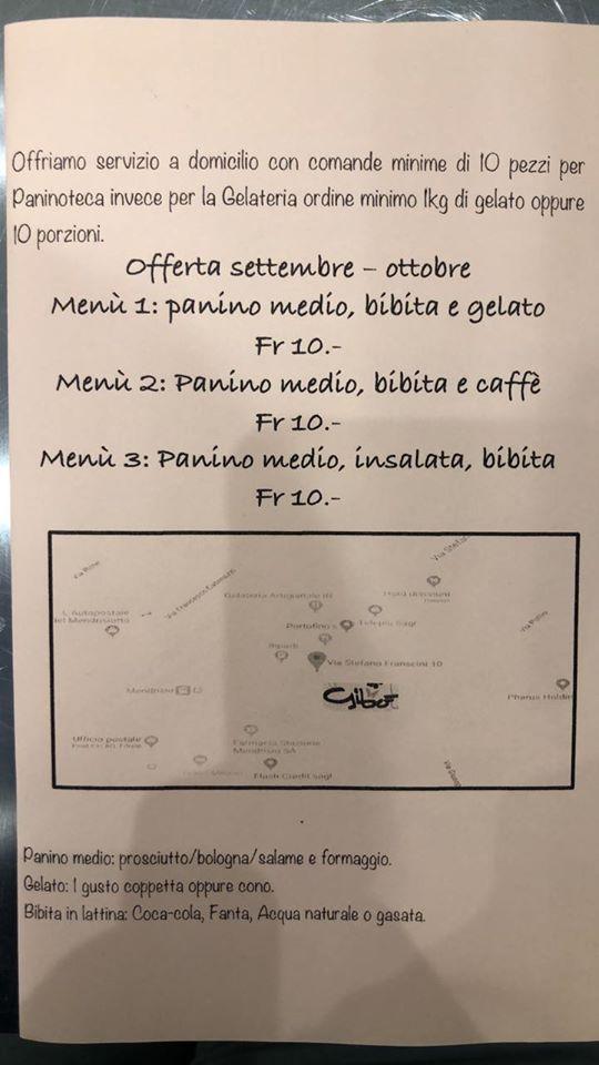 Menu at Chiosco Gibó, Mendrisio