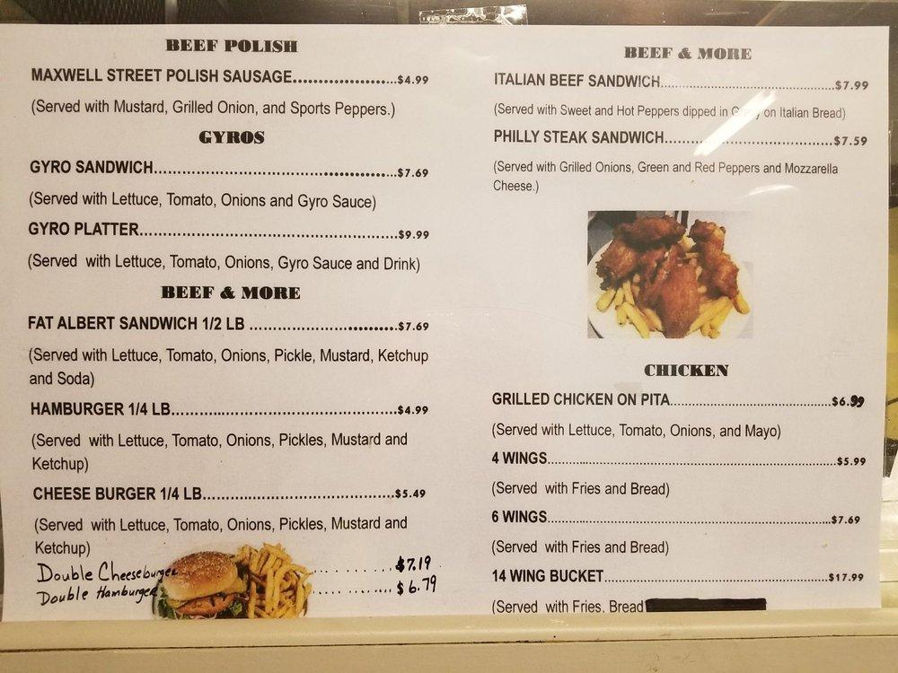 Menu at Fat Albert's restaurant, Jackson
