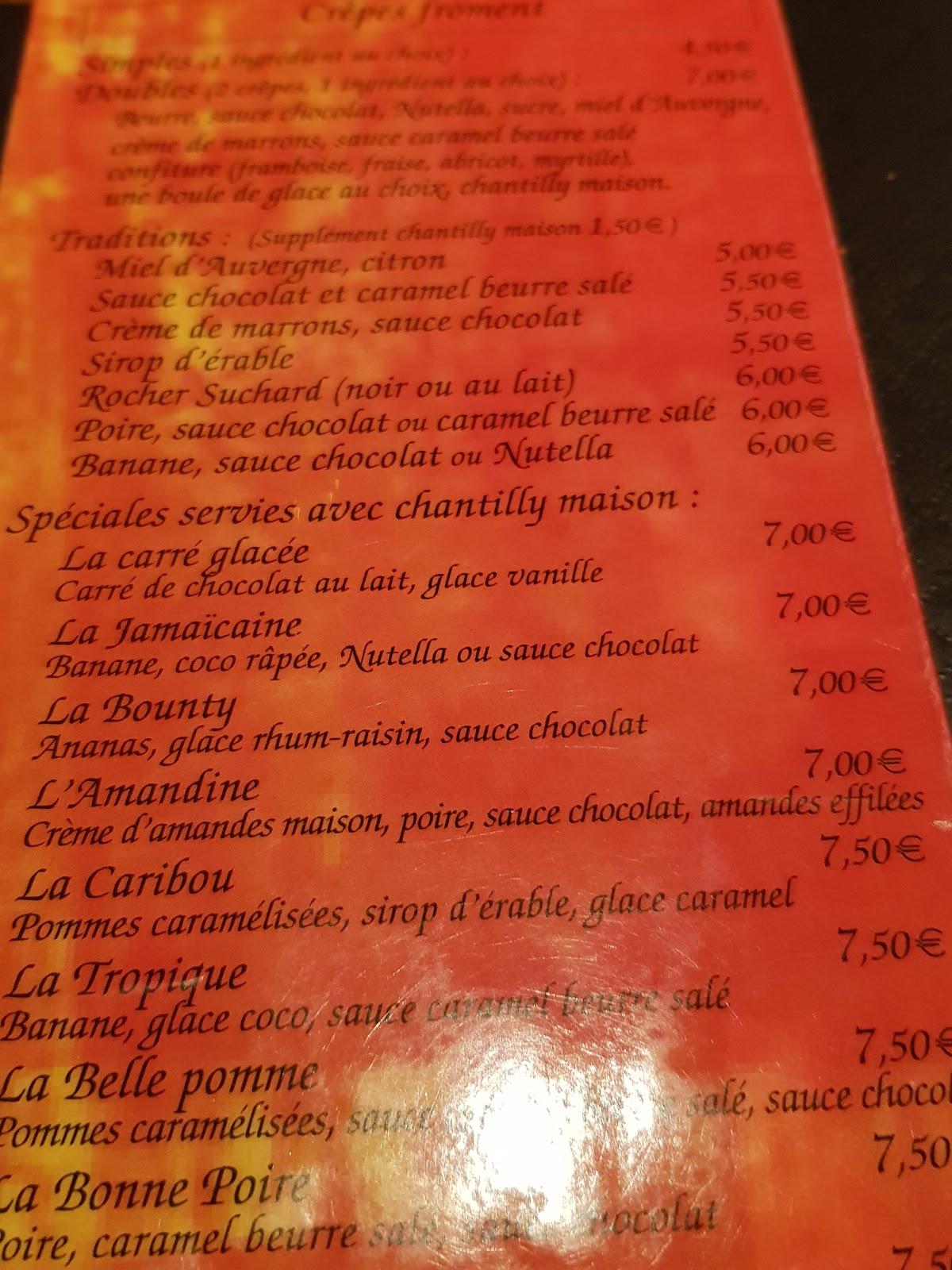 Menu au Au Crêpuscule restaurant, Ambert, 37 Avenue Marechal Foch