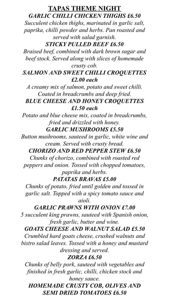 Menu at Bishop's pub & bar, Howden