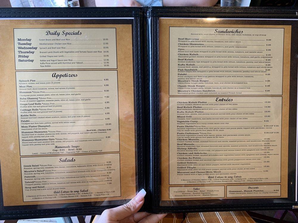 Menu at Cafe Maurice, Wichita, E 21st St N #121