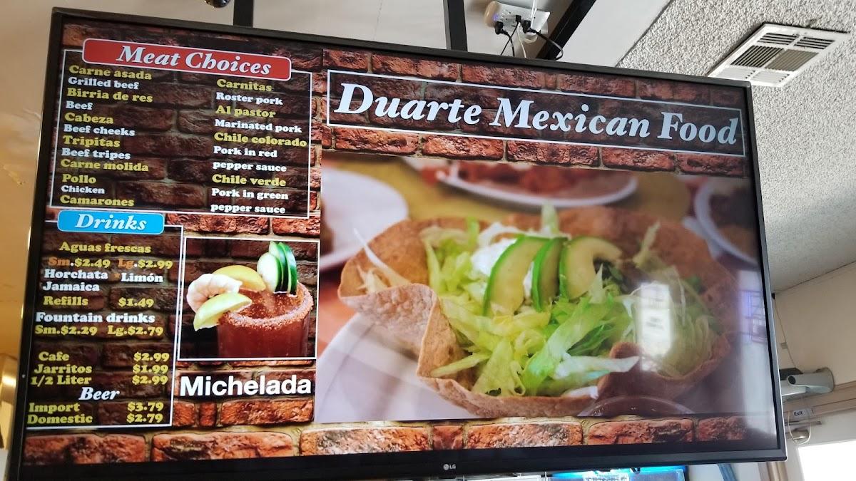 Menu at Duarte Mexican Food restaurant, Yuba City