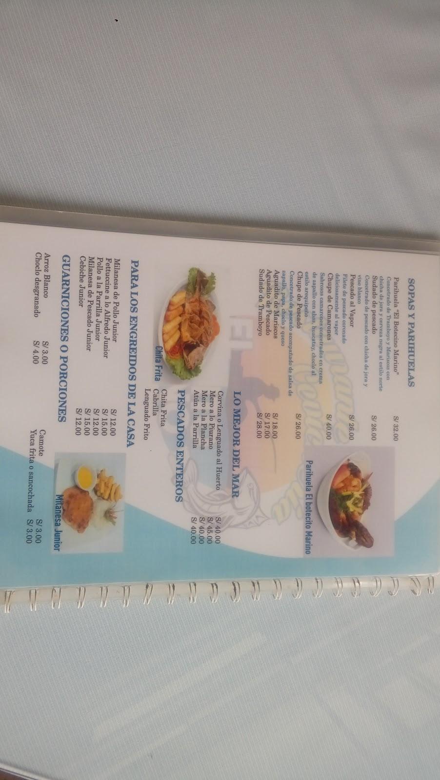 Menu at El Botecito Marino restaurant, Los Olivos