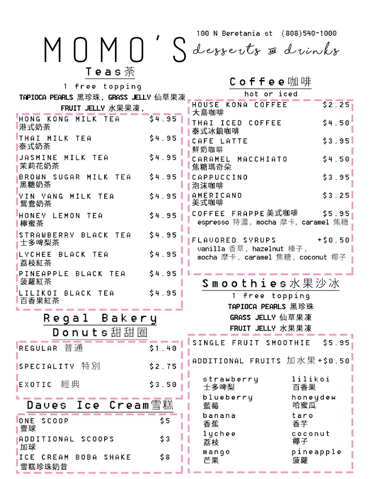 Menu at Jolene's Market - Chinatown restaurant, Honolulu