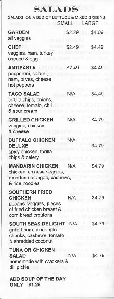 Menu at Meal Ticket restaurant, Akron