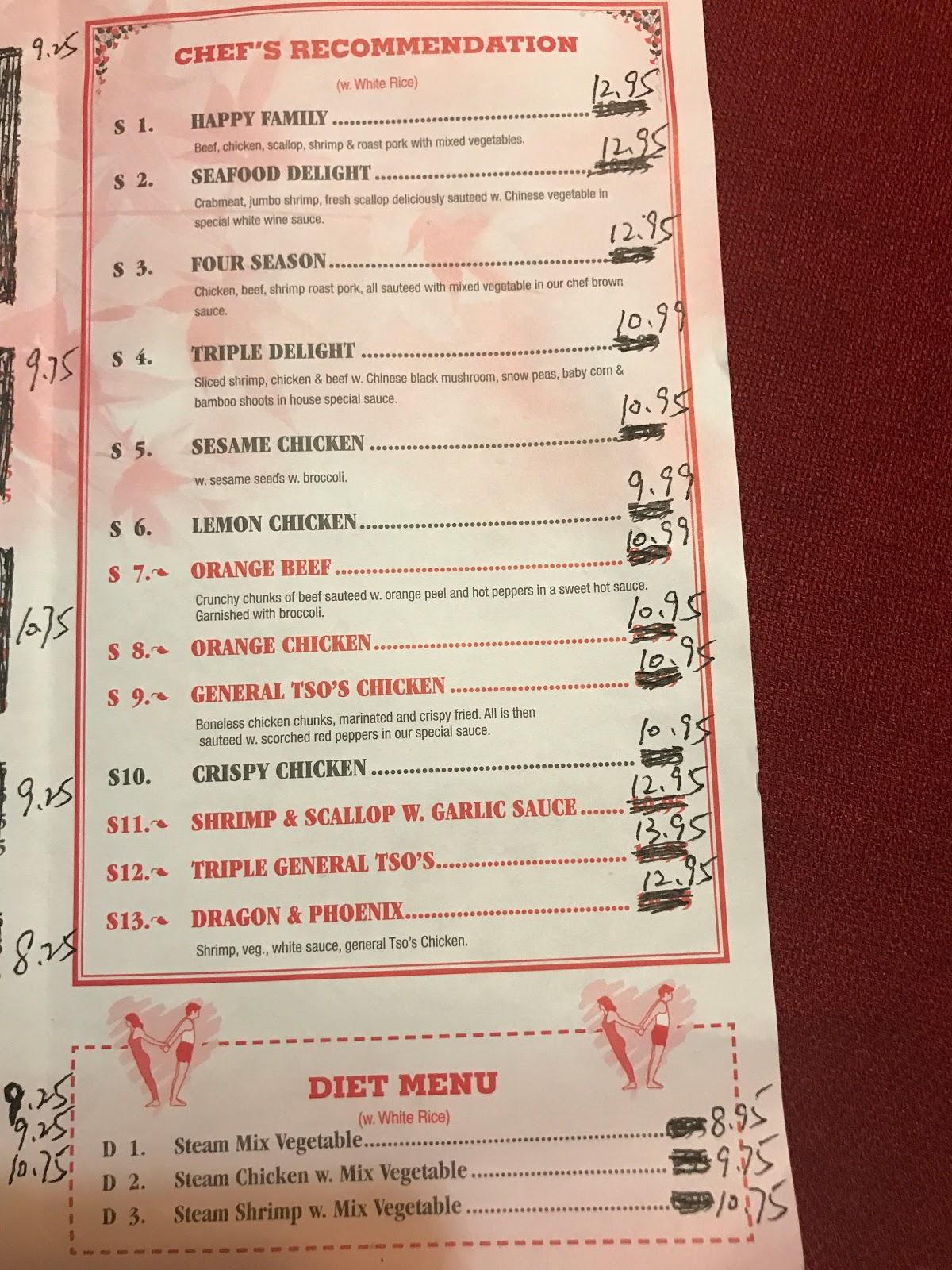 Menu at Season Buffet restaurant, Sioux Center
