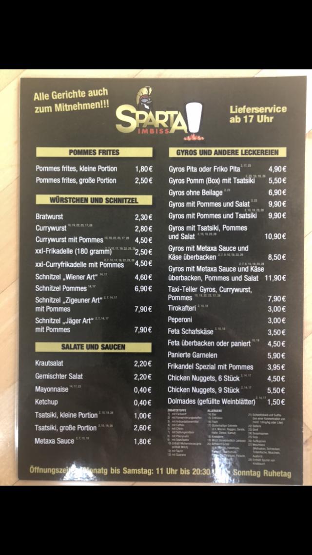 Speisekarte von Sparta Grill restaurant, Dinslaken