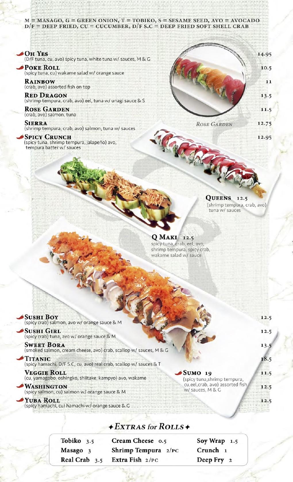 Menu at Sushi Ichiban restaurant, Yuba City
