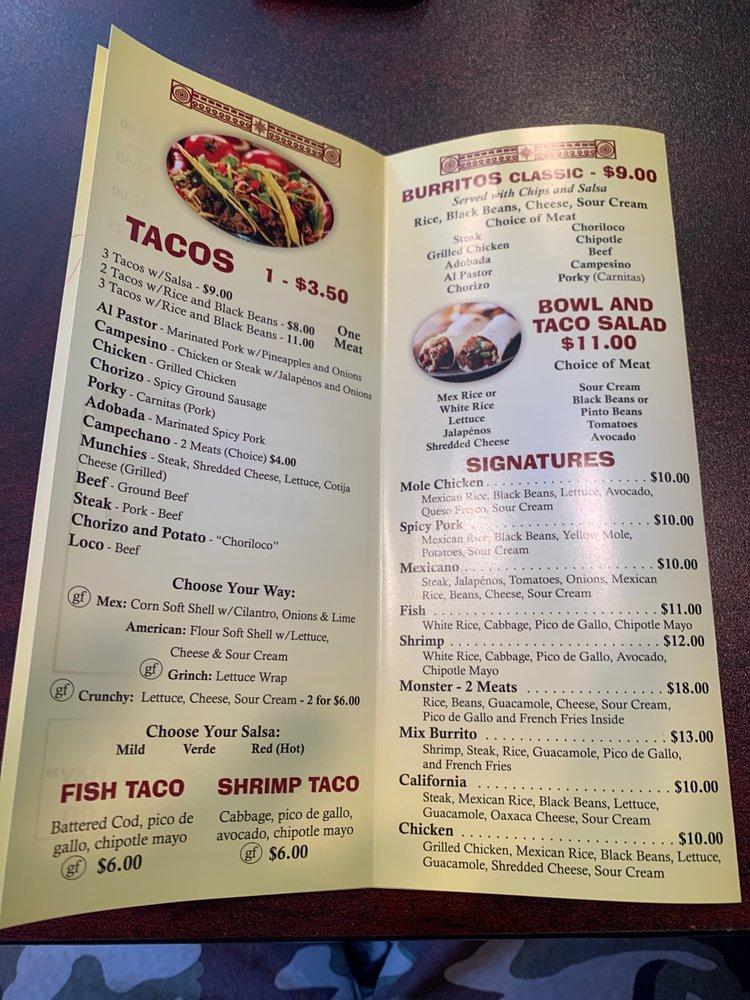 Menu at Taco-Tastic restaurant, Toms River
