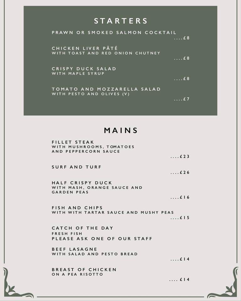 Menu at The Fox Inn pub & bar, Stourbridge, Bridgnorth Road