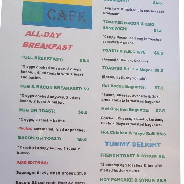 Menu at Tomato Lake Cafe, Kewdale
