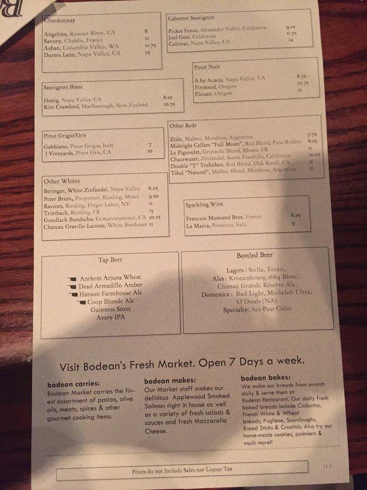 Menu at Bodean restaurant, Tulsa, E 51st St
