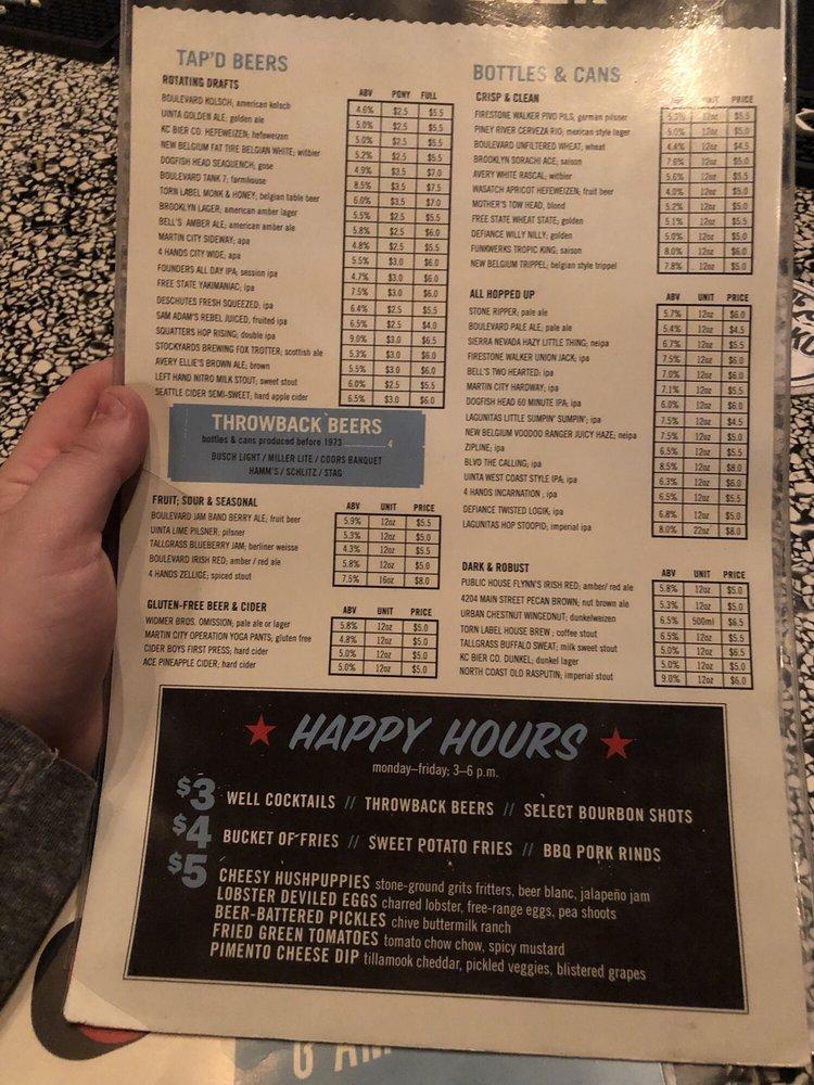Menu at Char Bar, Kansas City
