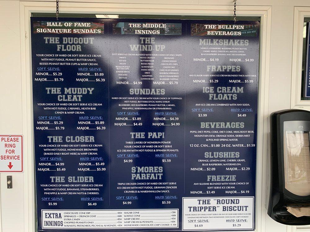 Menu at Fielder's Choice Ice Cream restaurant, Manchester