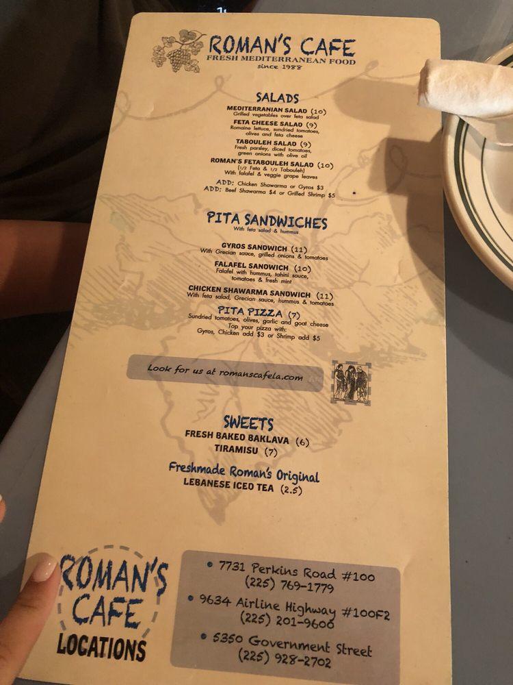 Menu at Roman's Cafe, Baton Rouge, Airline Hwy