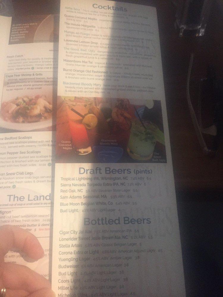 Menu at Cape Fear Seafood Company restaurant, Raleigh, 832 Spring Forest Rd