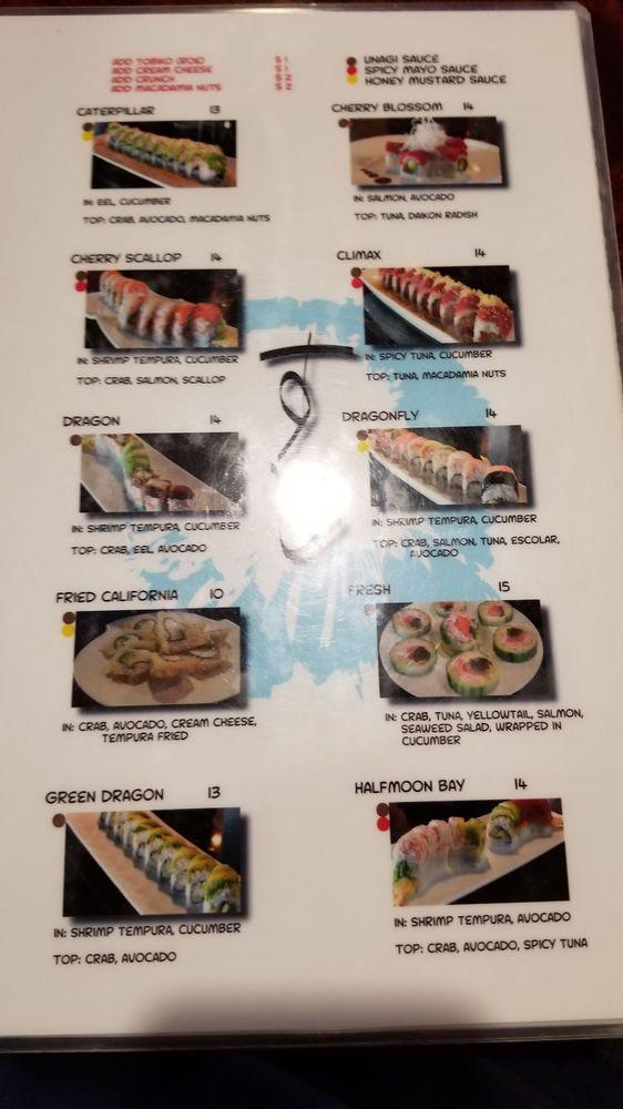Menu at O! Sushi restaurant, Petaluma
