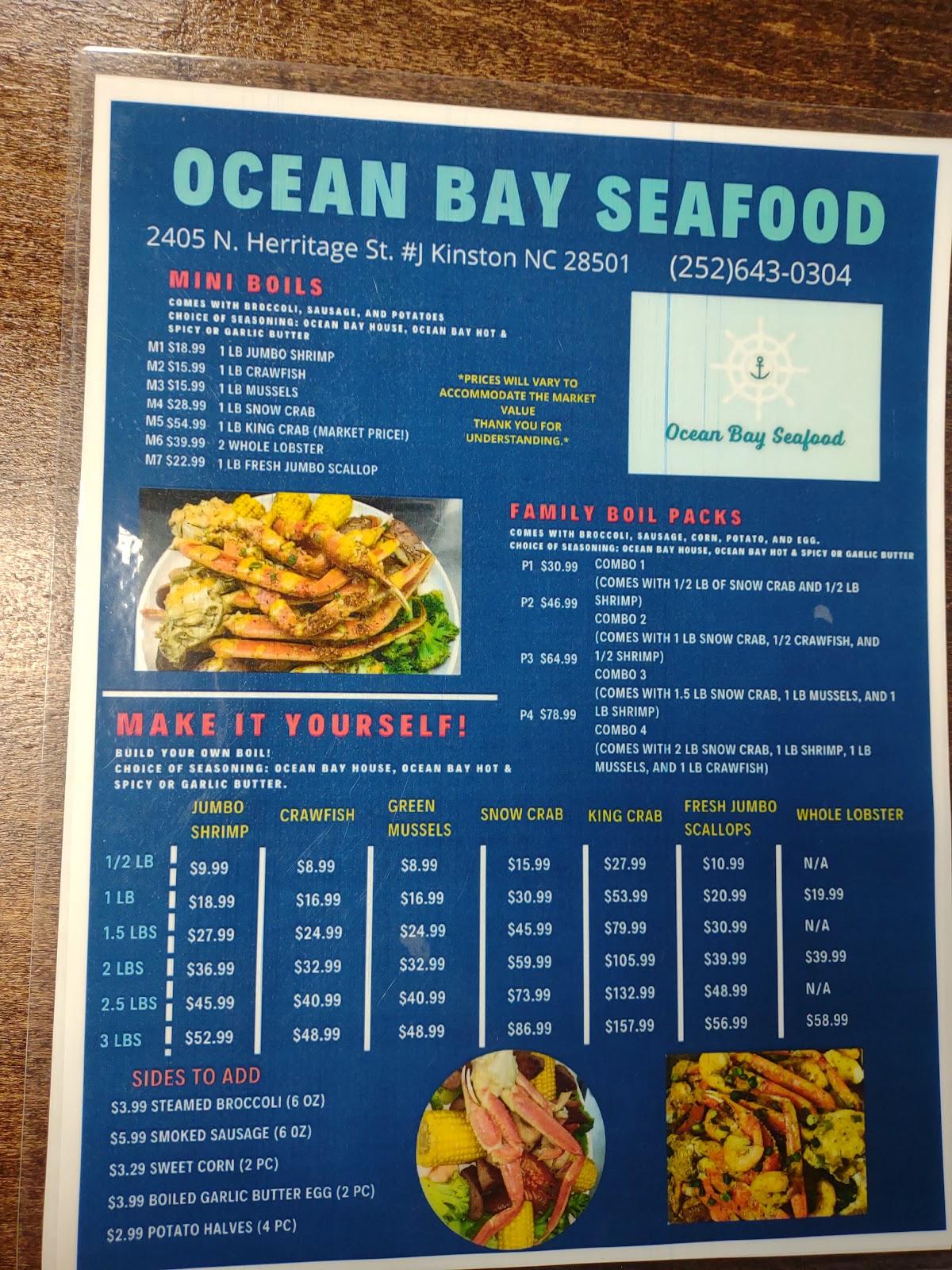 Menu at Ocean Bay Seafood restaurant, Kinston